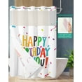 No Hook Shower Curtain Set with Snap in Liner, Happy Birthday to You ...