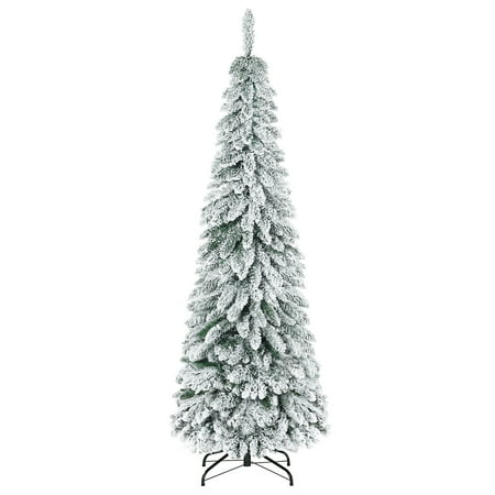 HOMCOM 6' Downswept Slim Snow Artificial Christmas Tree with Steel Base ...