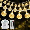 Yi Lighting 48ft Solar-Powered Outdoor String Lights with 15 LED Bulbs ...