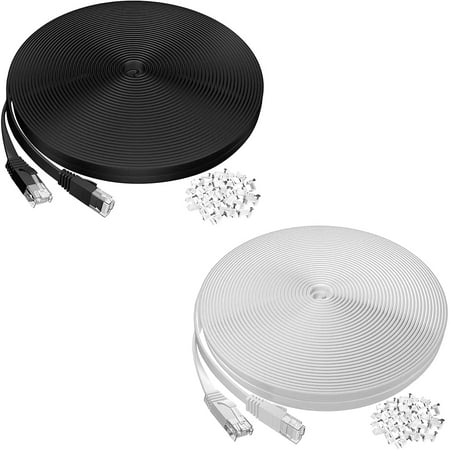 Ethernet Cable 100 ft, Flat Long Cat6 Internet Cable for Router,Modem ...