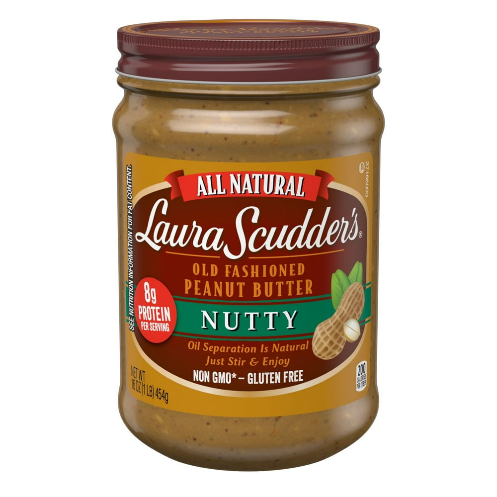 Laura Scudder's Natural Nutty Peanut Butter, 16-Ounce Jar - Walmart.com ...