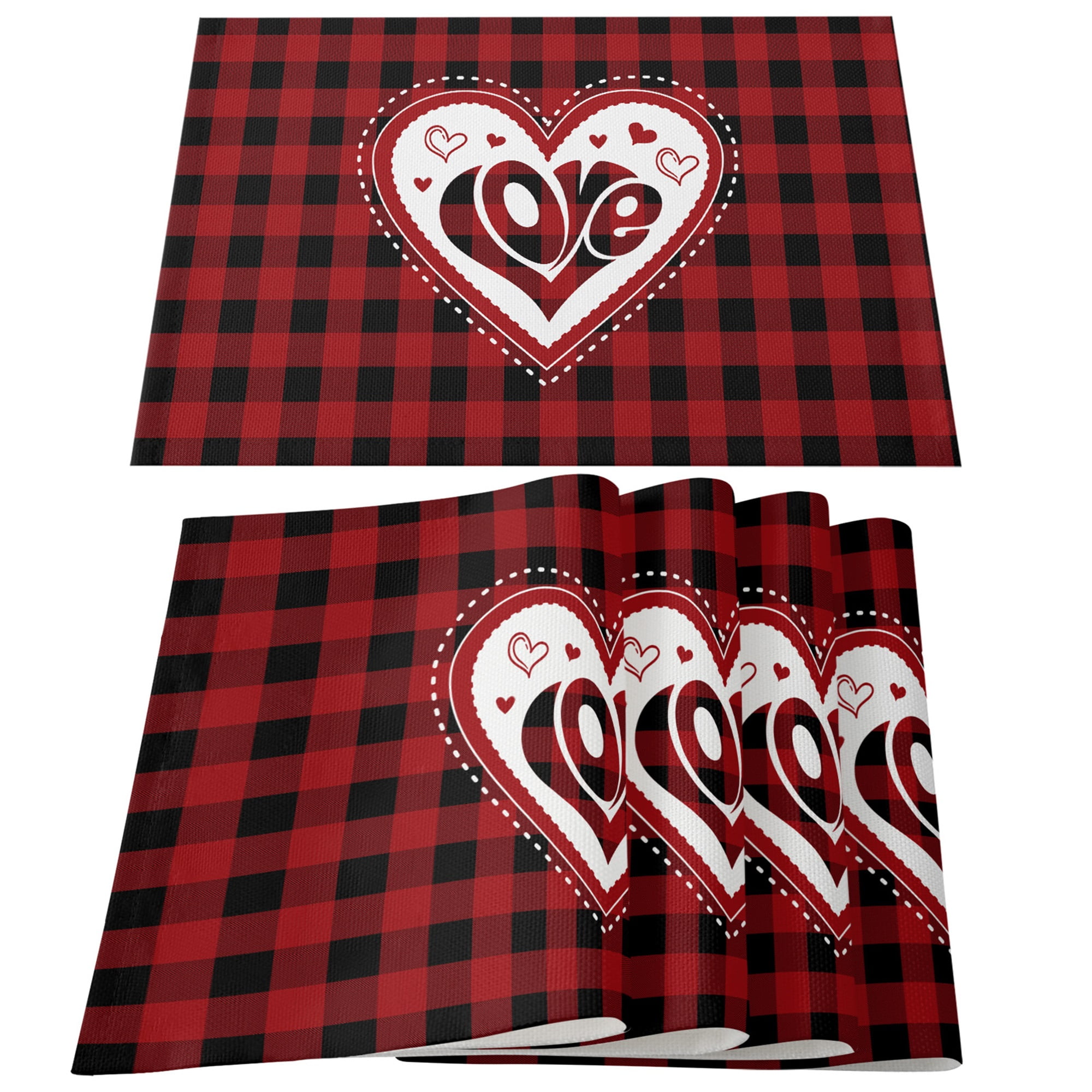 Valentines Day Love Hearts Placemats Set Flowers Florals Table Mats ...