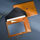 Wrjufa Leather File Bag A4 File Bag Briefcase Button Business Office ...
