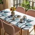 Abstract Green Fitted Rectangle Tablecloth 24" x 50" Tulip Ray White ...