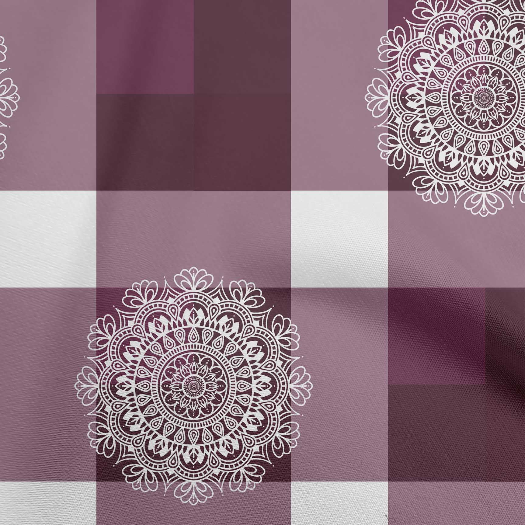 oneOone Cotton Cambric Purple Fabric Asian Block With Check Diy ...