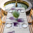 Abstract Purple Fitted Rectangle Tablecloth 32" x 96" Tulip Ray Wood ...