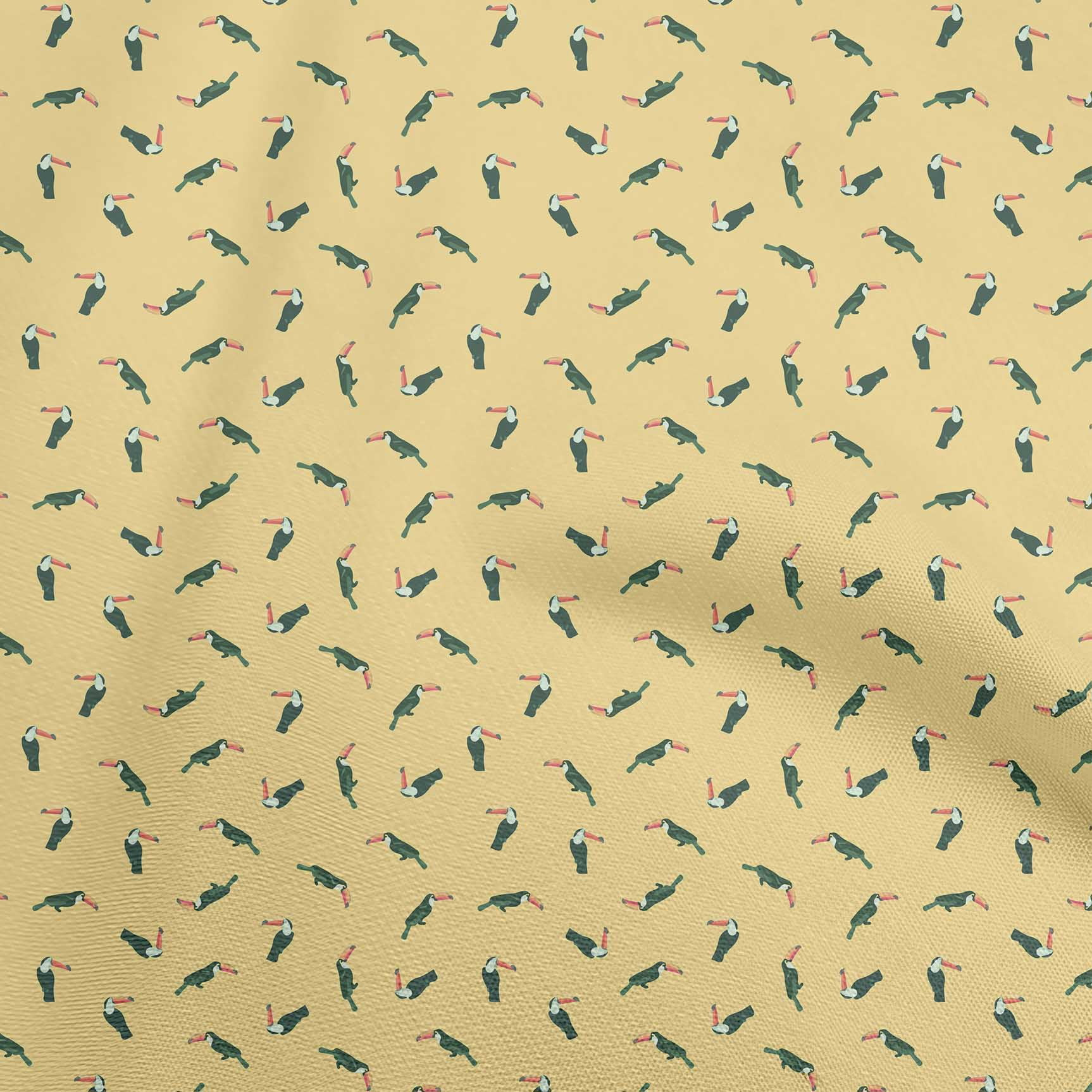 oneOone Viscose Chiffon Yellow Fabric Toucan Sewing Material Print ...