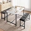 3-Piece Dining Table Set for 4, Rectangular Kitchen Table with 2 ...