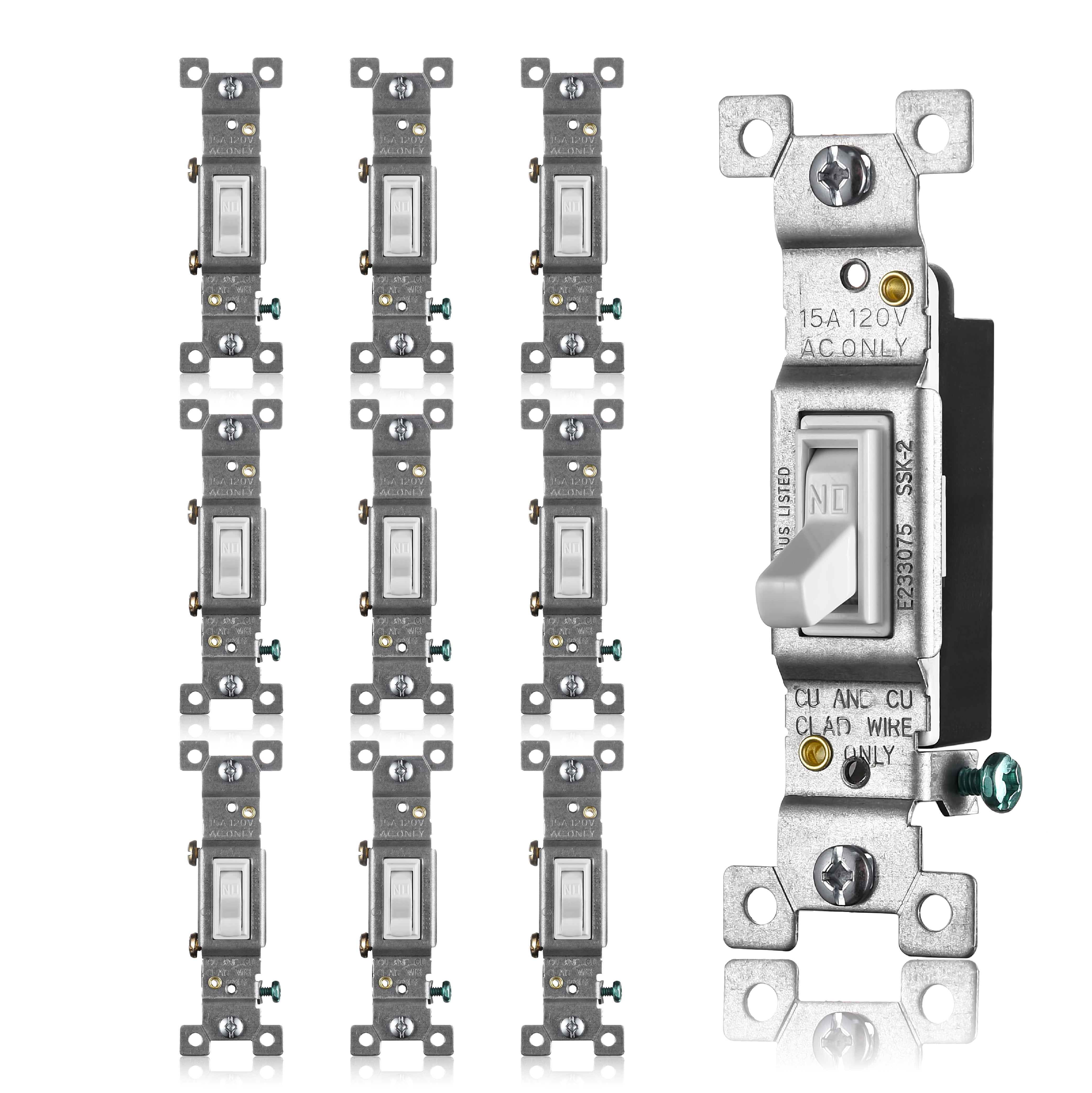 Faith White Toggle Light Switch, Single Pole Standard Wall Switch, 15 ...