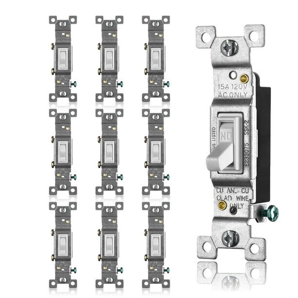 Faith White Toggle Light Switch, Single Pole Standard Wall Switch, 15 ...