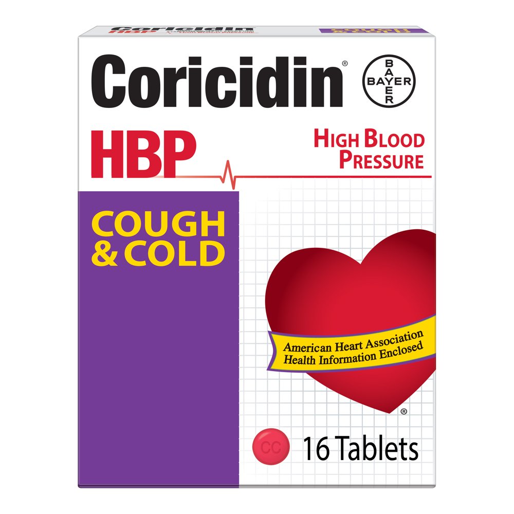 Coricidin HBP Antihistamine Cough & Cold Suppressant Tablets, 16 Count ...