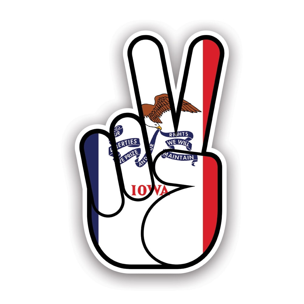 Iowa State Shaped Peace Sign Sticker Decal - Self Adhesive Vinyl ...