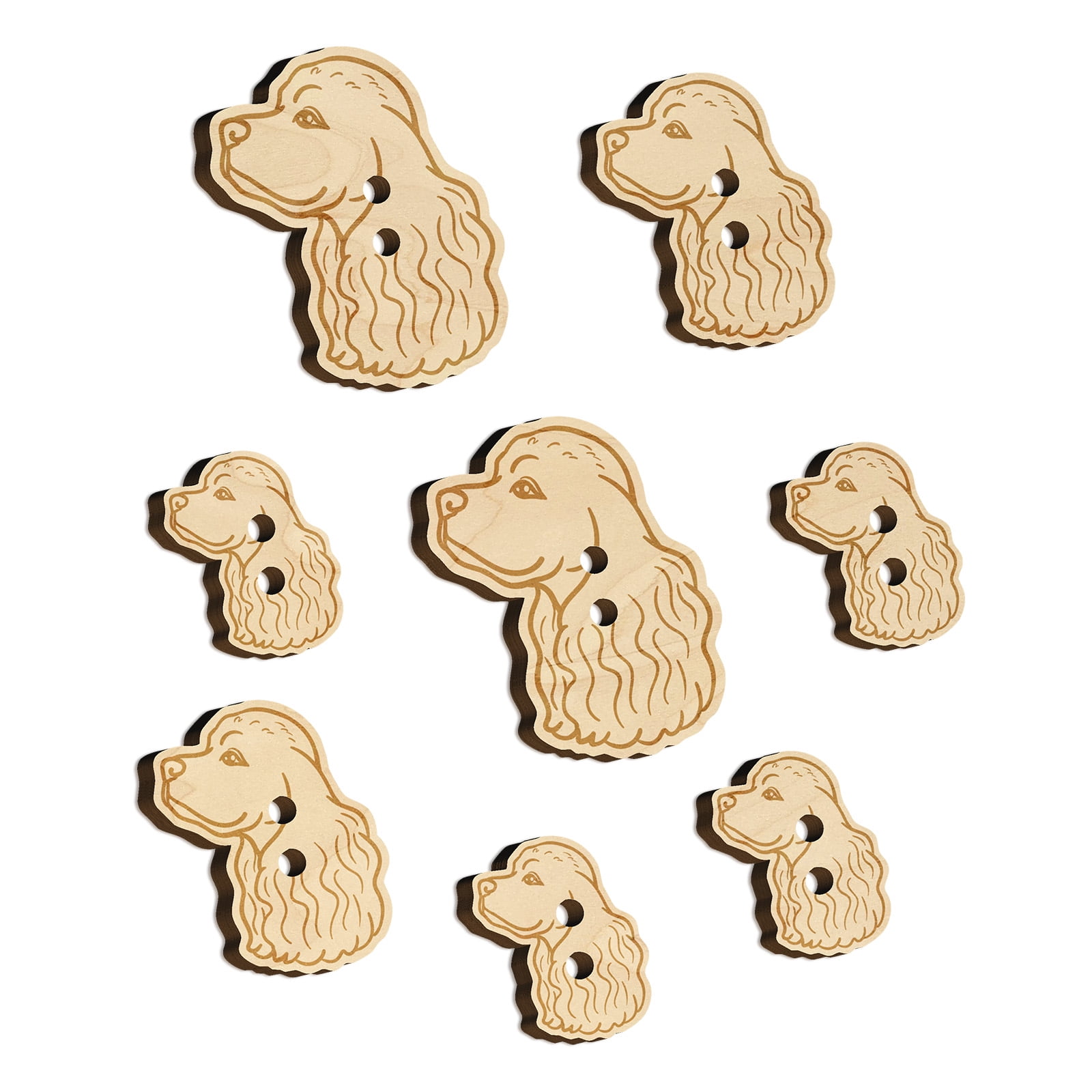 Cocker Spaniel Dog Head Wood Buttons for Crochet Knitting Sewing DIY ...