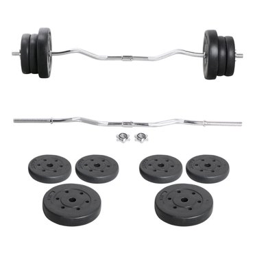 7FT Olympic Barbell Bar with Weight Plate Set Combo, Solid Olympic Bar ...