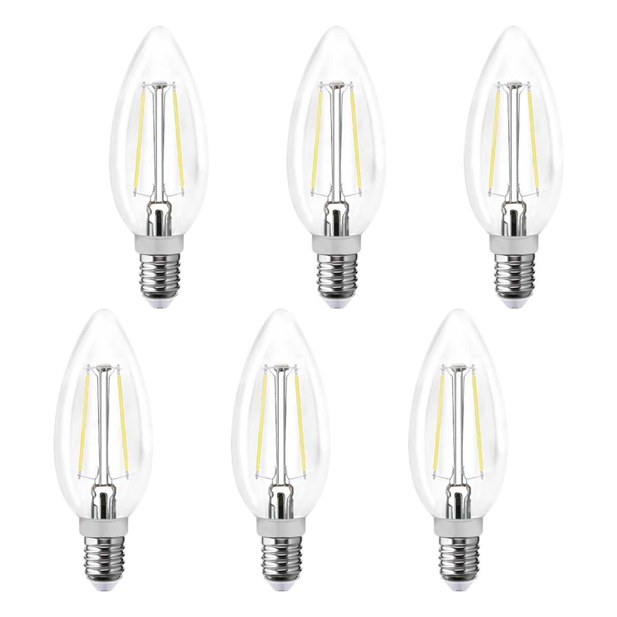 Pack de 6 Focos LED Filamento Vela Aksi 4w Luz Cálida Base E27 ...