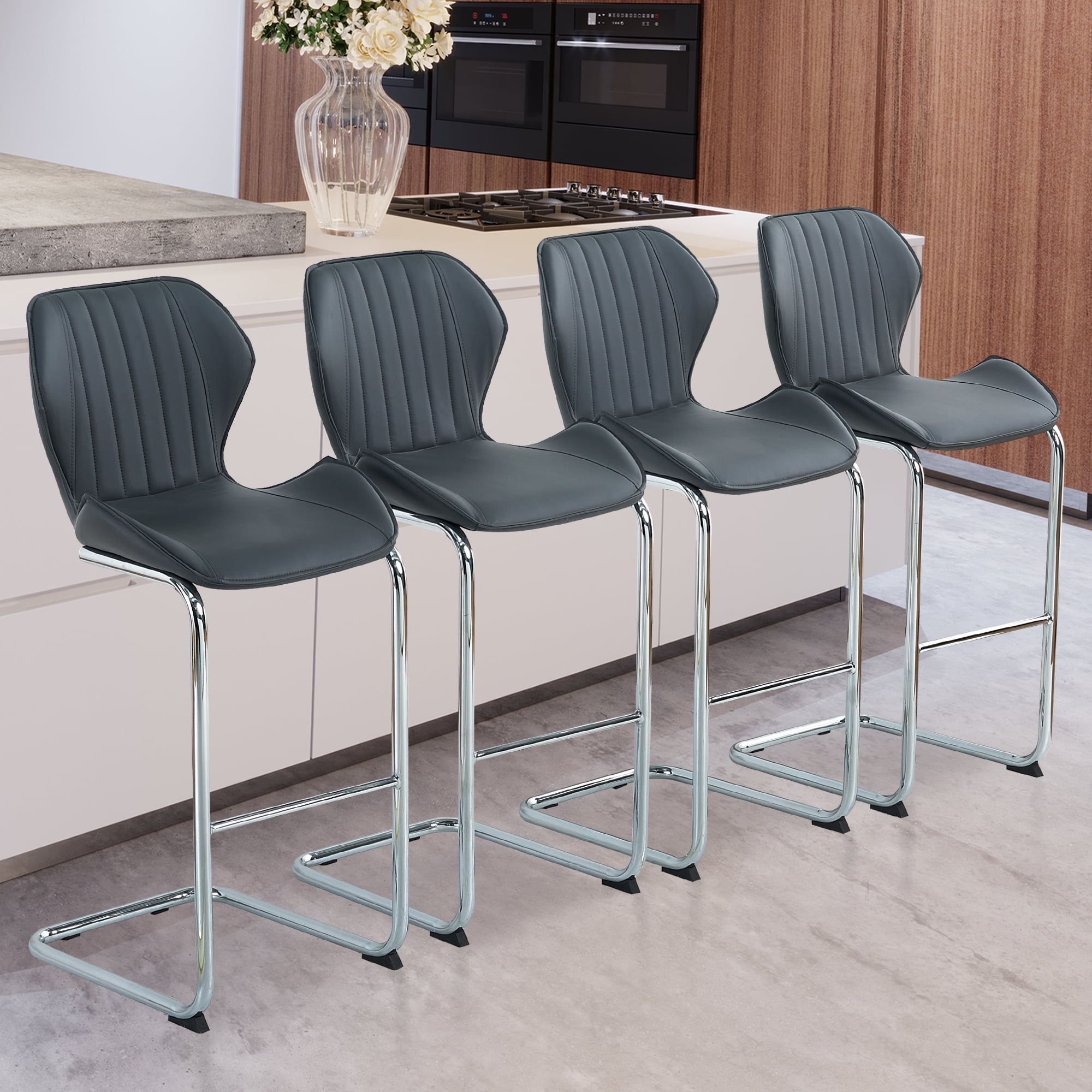 YEAG Bar Stools Counter Height with Faux Leather for Island,Set of 4 ...