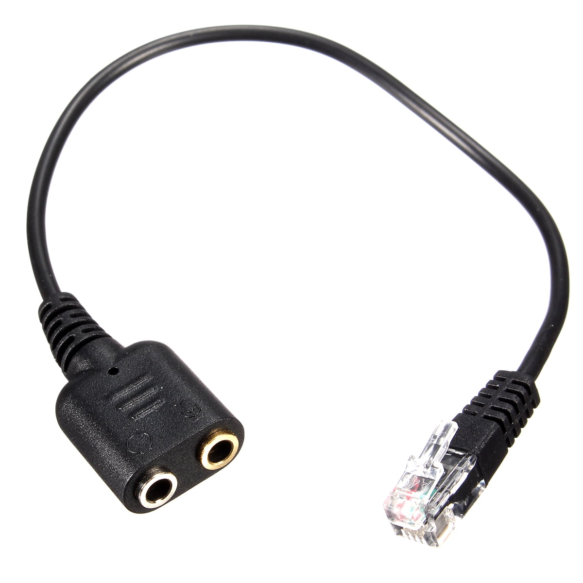 2 X 3.5mm to RJ9 Jack Adapter Convertor For PC Headset to Telephones ...