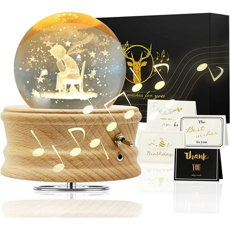 3D Crystal Ball Music Box Luminous Rotaing Music Box Projection LED ...
