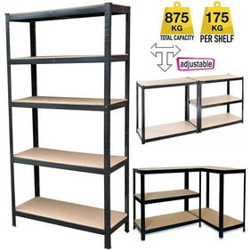 Gymax 12"W x 24"D x 72"H 5-Shelf Unit, Black and Brown - Walmart.com ...