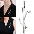 AOOOWER Elegant Branch Shape Flower Insert Brooch Metal Lapel Pin ...