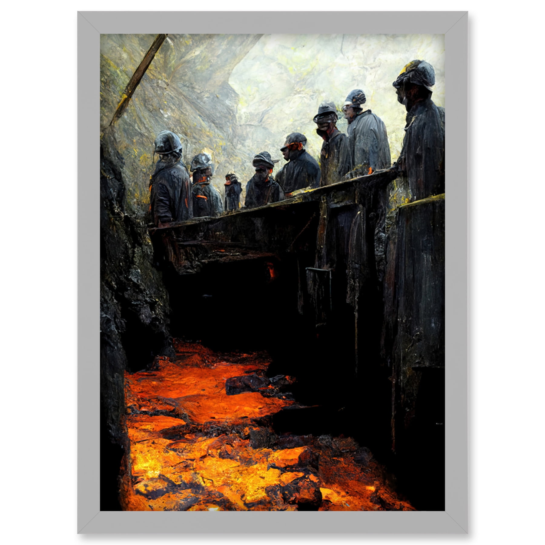 Black Gold Coal Miners Pit Bank Artwork Framed Wall Art Print A4 ...