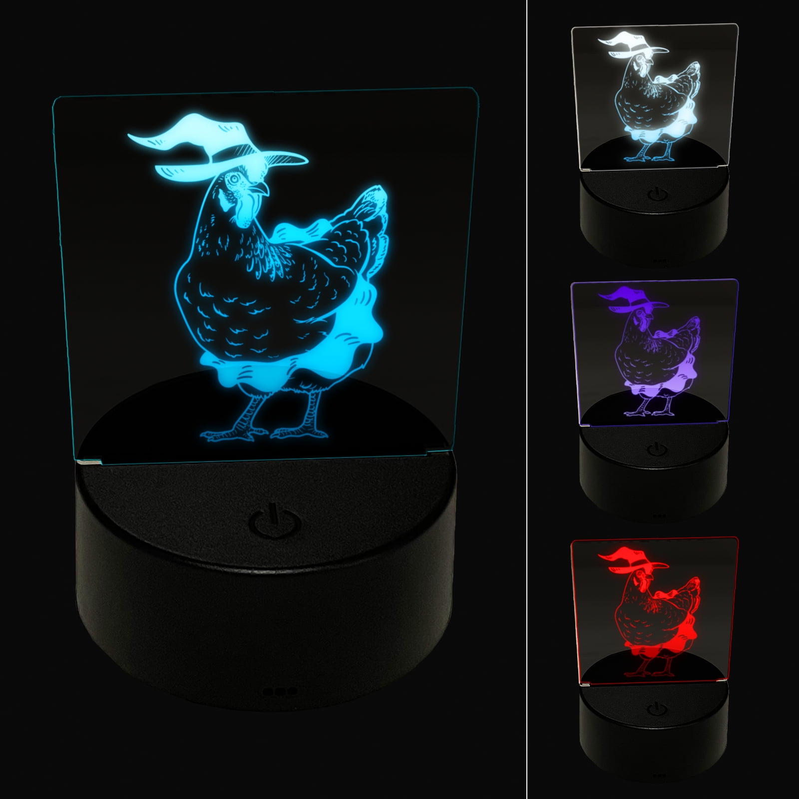 Witch Hen Halloween Holiday Chicken LED Night Light Sign 3D Illusion ...