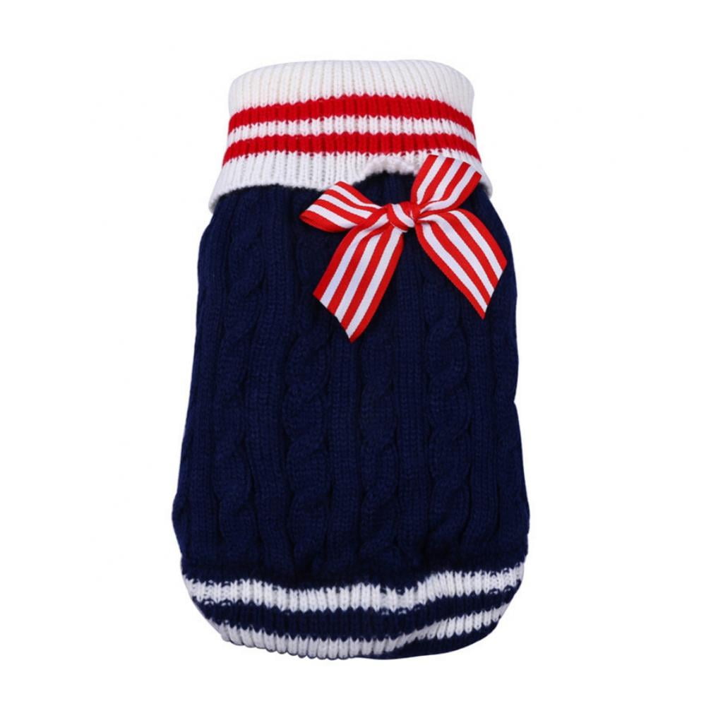 PRAETER Dogs Sweater with Navy Style Bowtie Checkered Dog Sweaters for ...