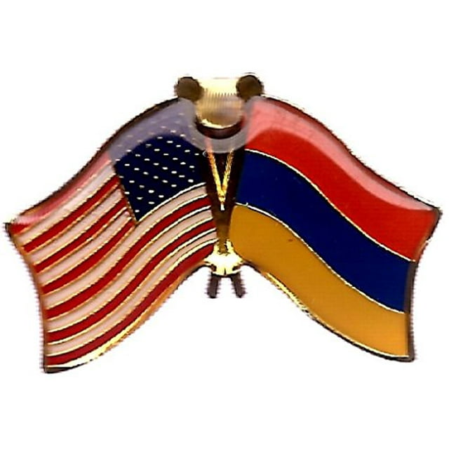 Pack of 50 Armenia & US Crossed Double Flag Lapel Pins, Armenian ...