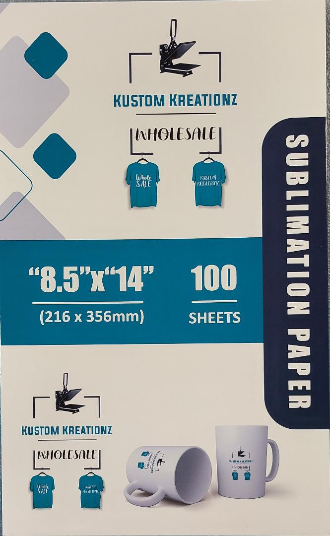 Kustom Kreationz Sublimation Paper100 Sheets Easy to Transfer ...