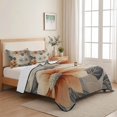 78x90in Quilt Bedding Set, Retro White Orange Dahlia Lightweight ...