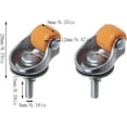 4Pcs 0.5in Orange Swivel Stem Threaded Casters, M4 ×15 Self-Tapping ...
