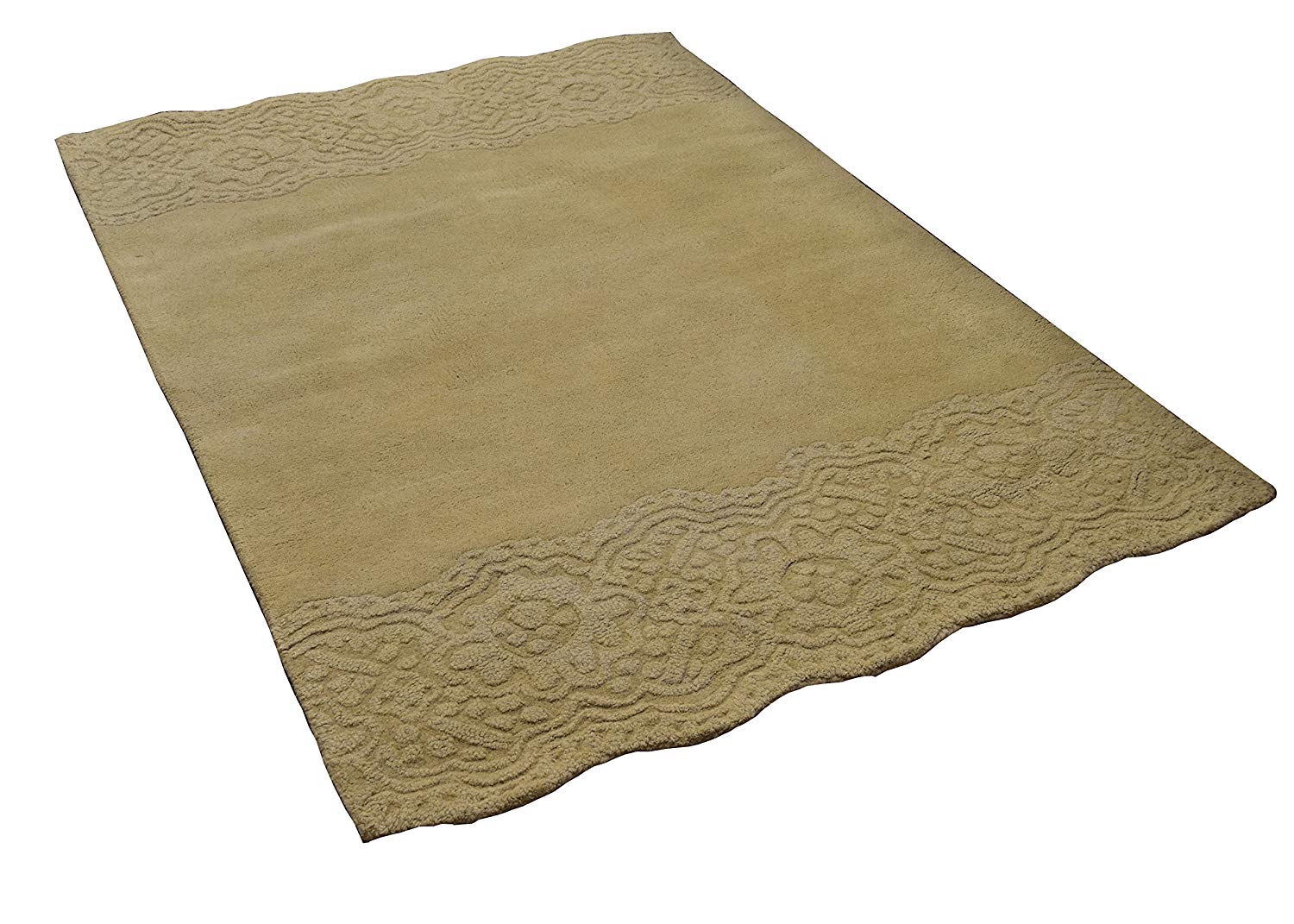Hand Tufted Woolen Beige 6x4 ft Area Rug Wool Carpet by MystiqueDecors ...
