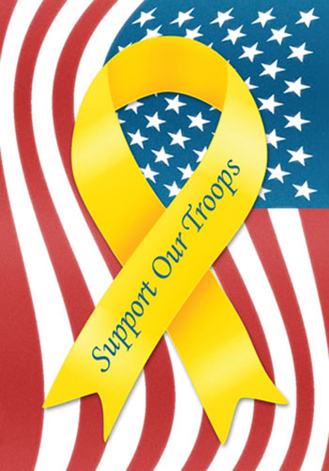 Support Our Troops Patriotic Garden Flag Yellow Ribbon American Flag 12 ...