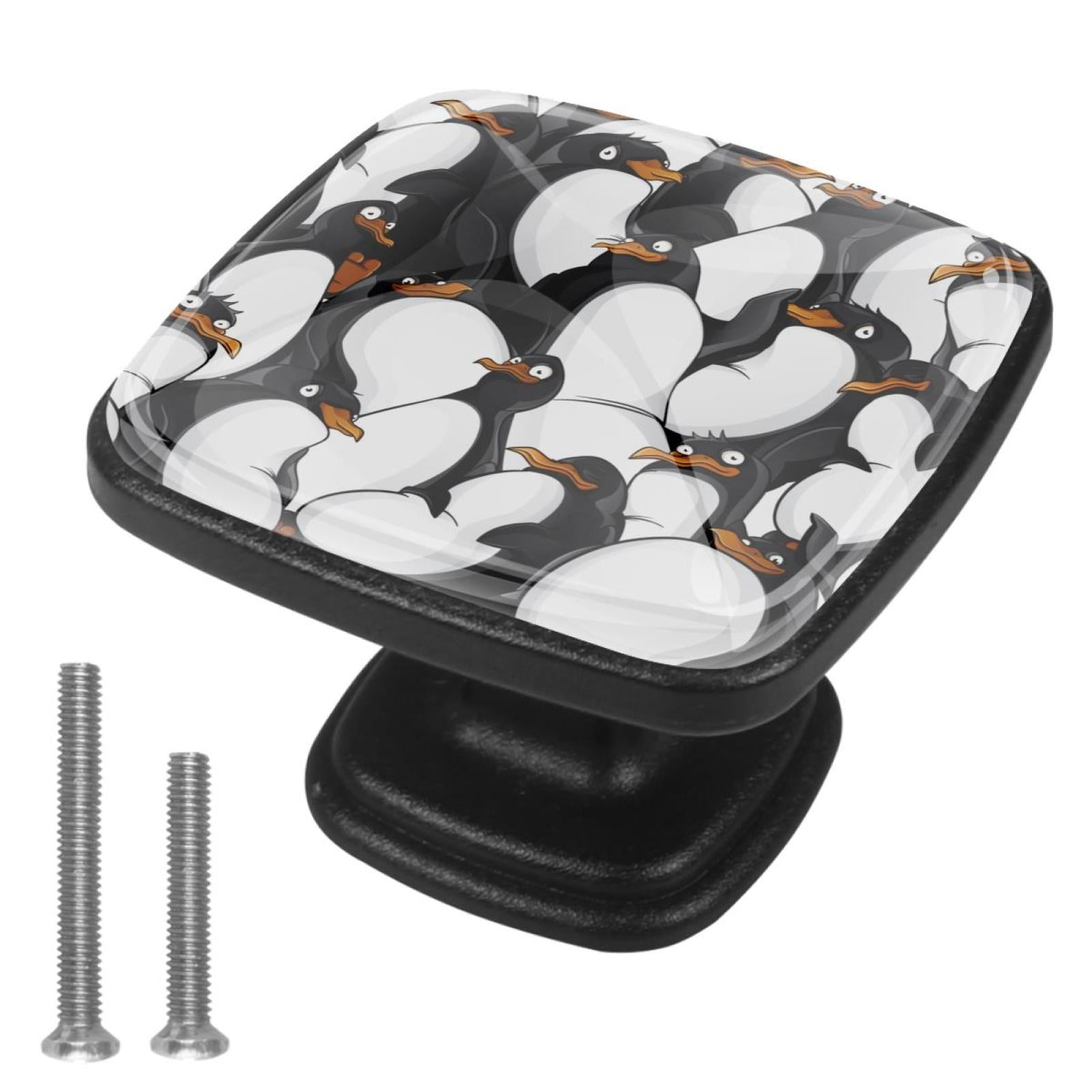 4 Pcs Cabinet Handle Drawer Pulls Penguin Knobs with Screws Square ...