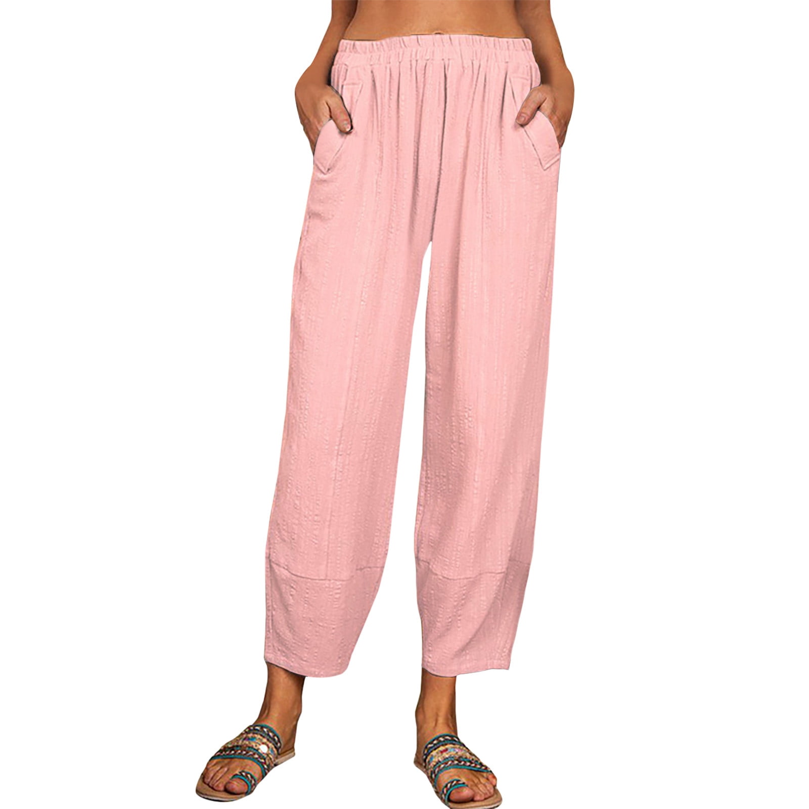 Summer Pants Saving Itsun Wide Leg Cropped Pants For Women Solid