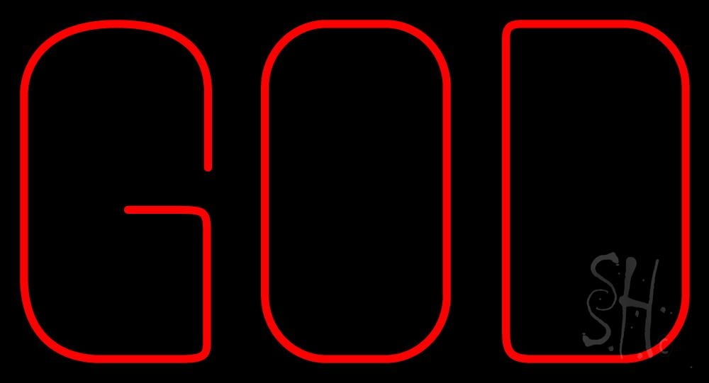 God Block LED Neon Sign 20" Tall x 37" Wide - inches Black Square Cut ...