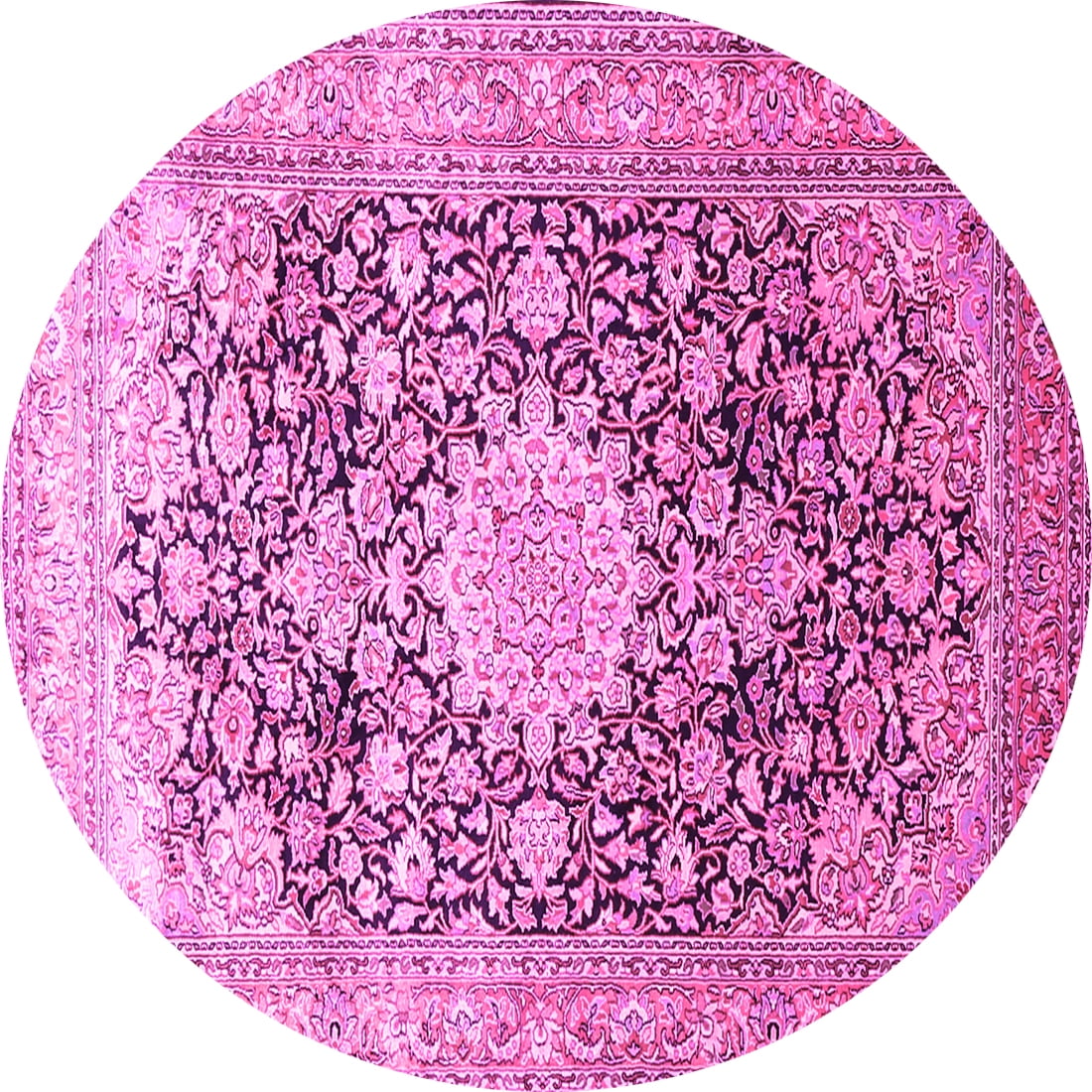 Ahgly Company Indoor Round Medallion Pink Traditional Area Rugs, 4 ...