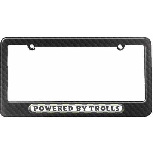 Powered By Trolls License Plate Tag Frame, Carbon Fiber Pattern ...