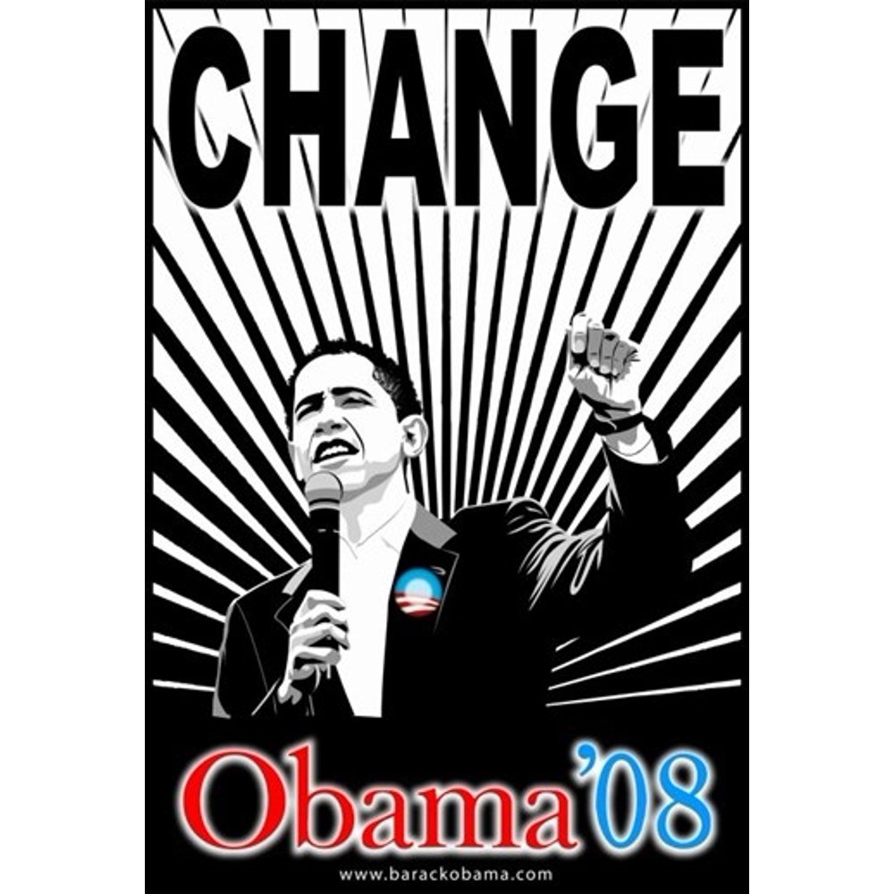 Barack Obama - (Change Red and Blue) Campaign Poster Movie Poster (11 x ...