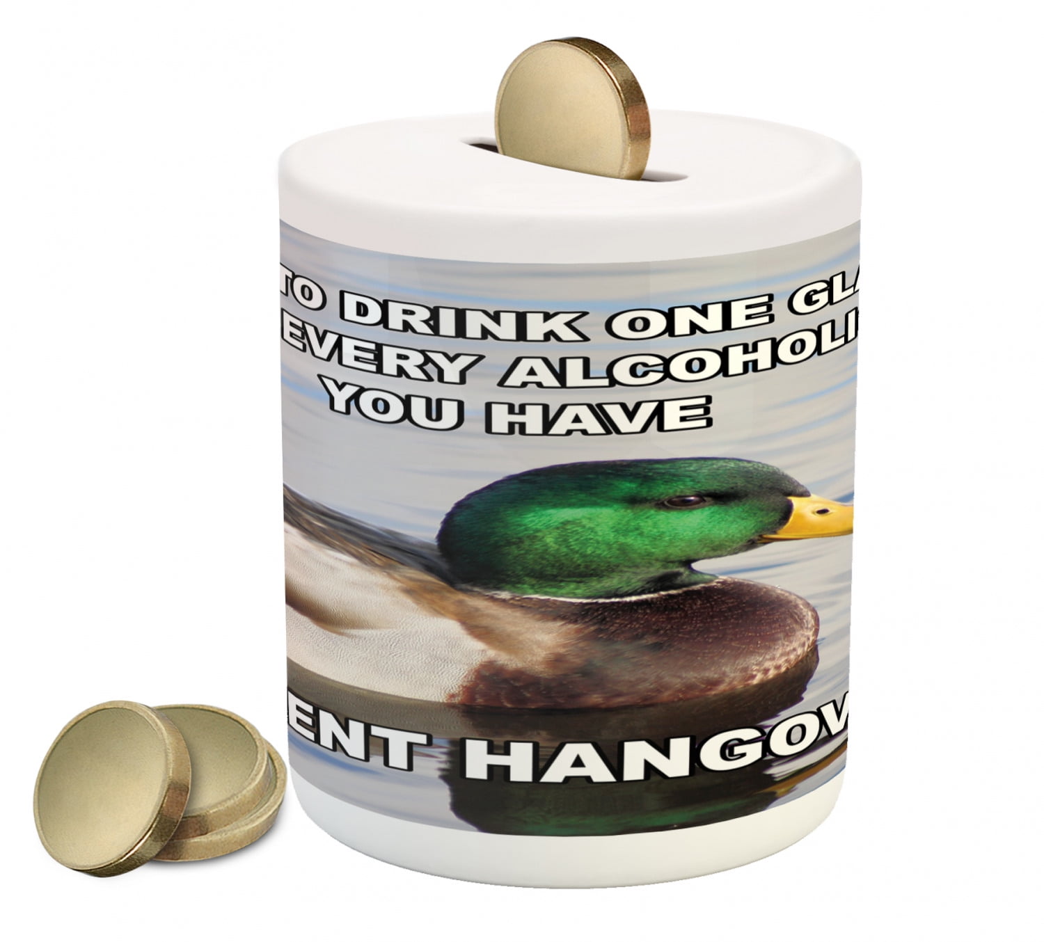 Animal Piggy Bank, Mallard Duck Swimming on the Lake River Green Head ...
