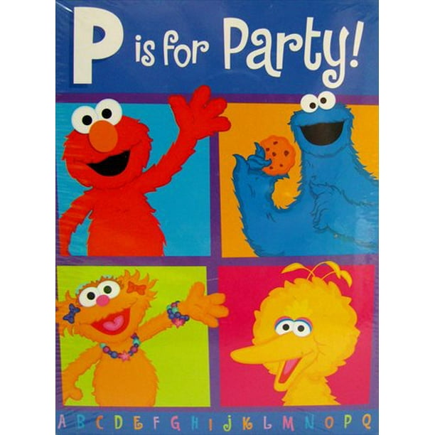 Sesame Street 'P is for Party' Invitations and Thank You Notes w/ Env ...