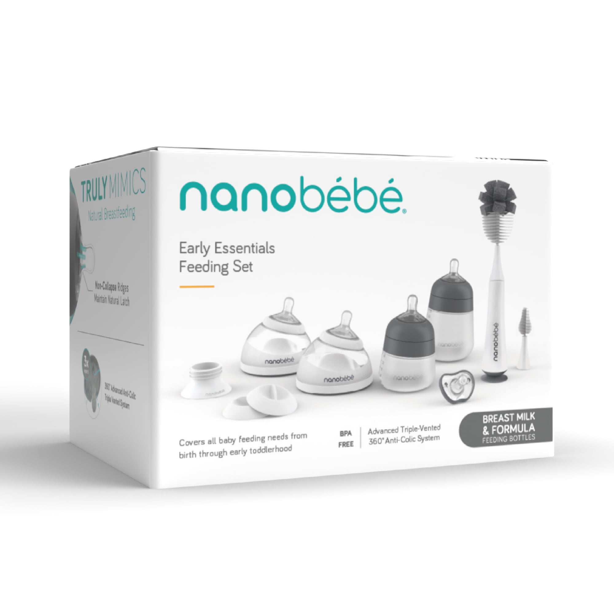 Buy Exclusive Nanobebe Grey Early Essentials Anti-Colic Baby Bottle ...