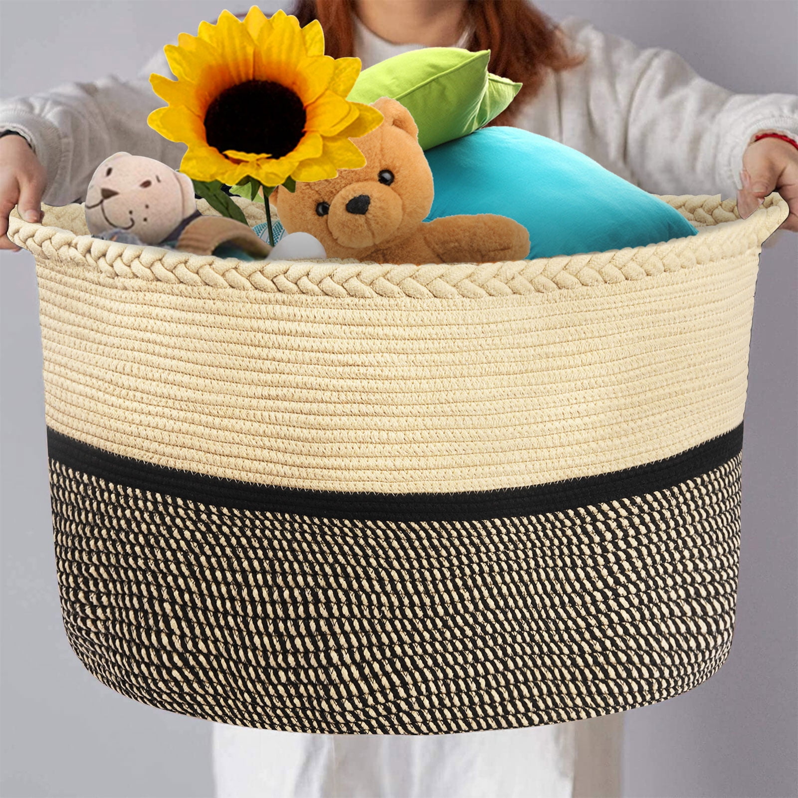 NocksyDecal Woven Laundry Hamper 21"x21"x13.6" Environmental Cotton ...