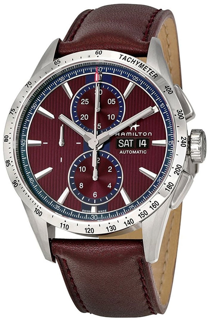 Hamilton Broadway Automatic Chronograph Day of Week Date Burgundy Men’s ...