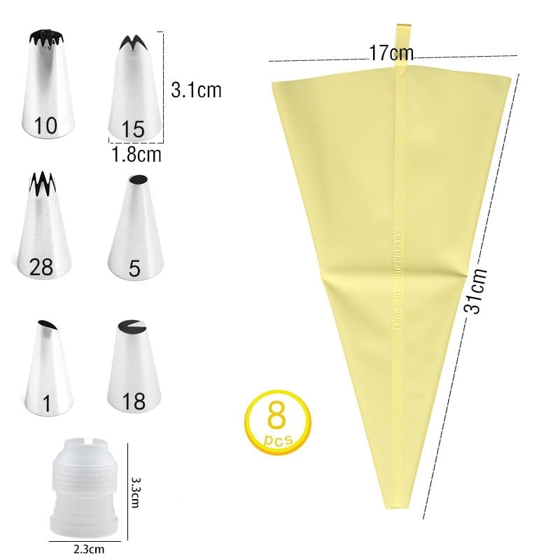 Piping Pastry Bag With Nozzles Set For Confectionery Tips Baking And ...