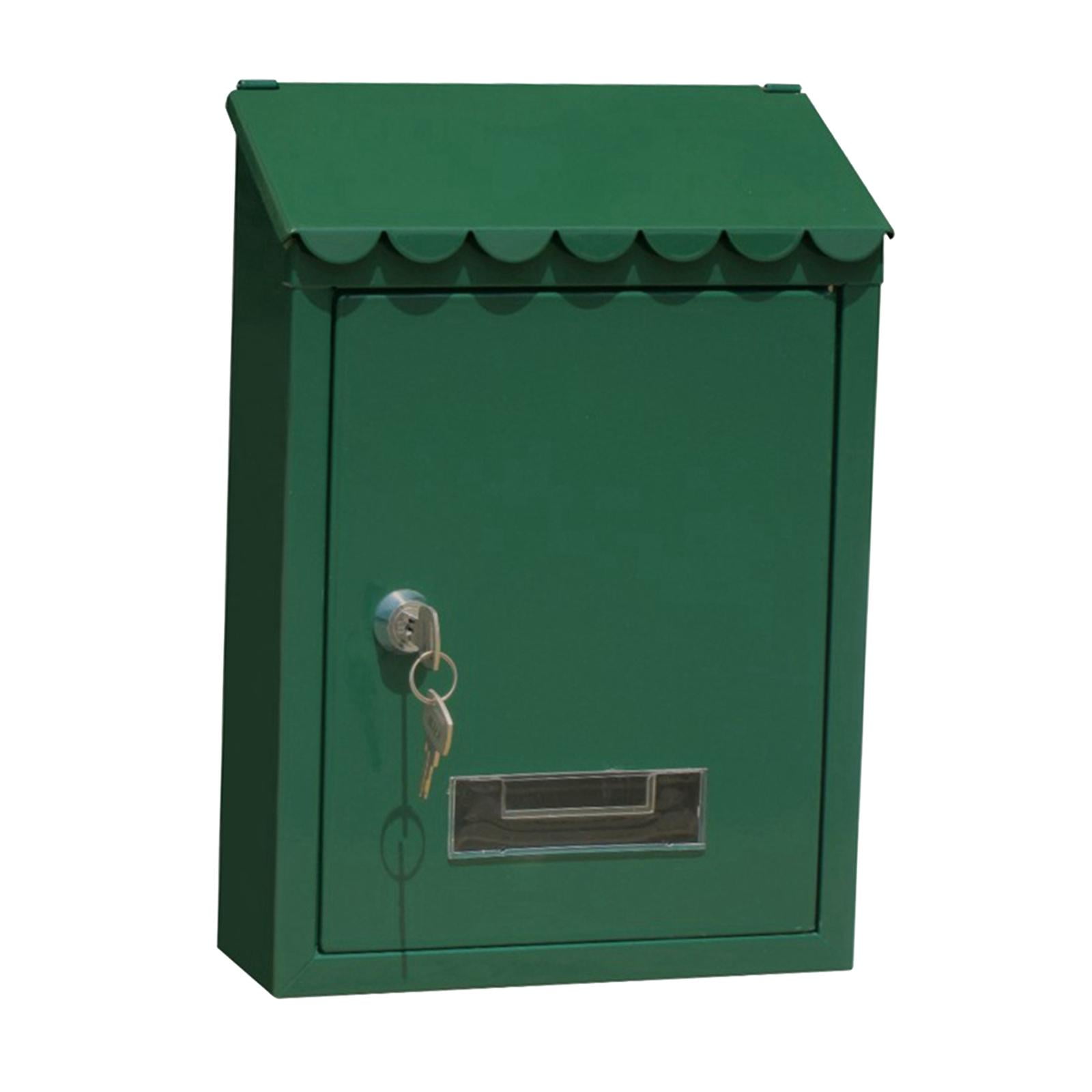 Mailbox Letterbox Wall Mounted Secure Locking Mail Storage Green ...