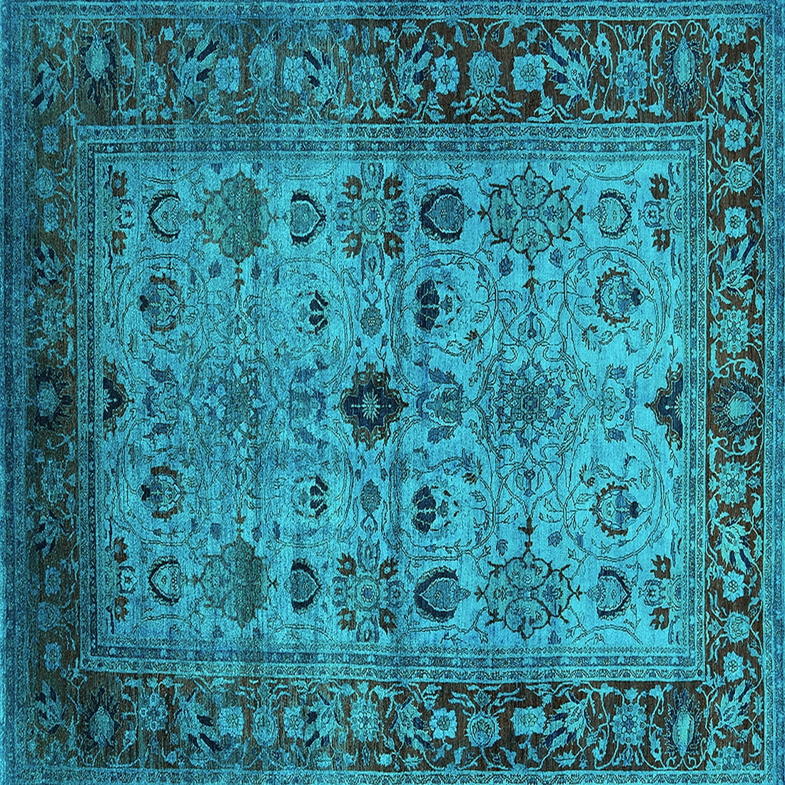 Ahgly Company Indoor Square Oriental Turquoise Blue Industrial Area ...