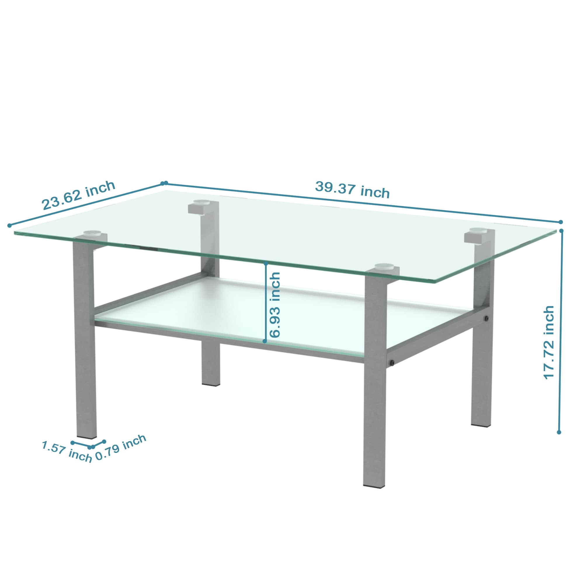 Buy LAUSATEK 2-Tier Glass Coffee Table Modern Center Coffee Table with ...