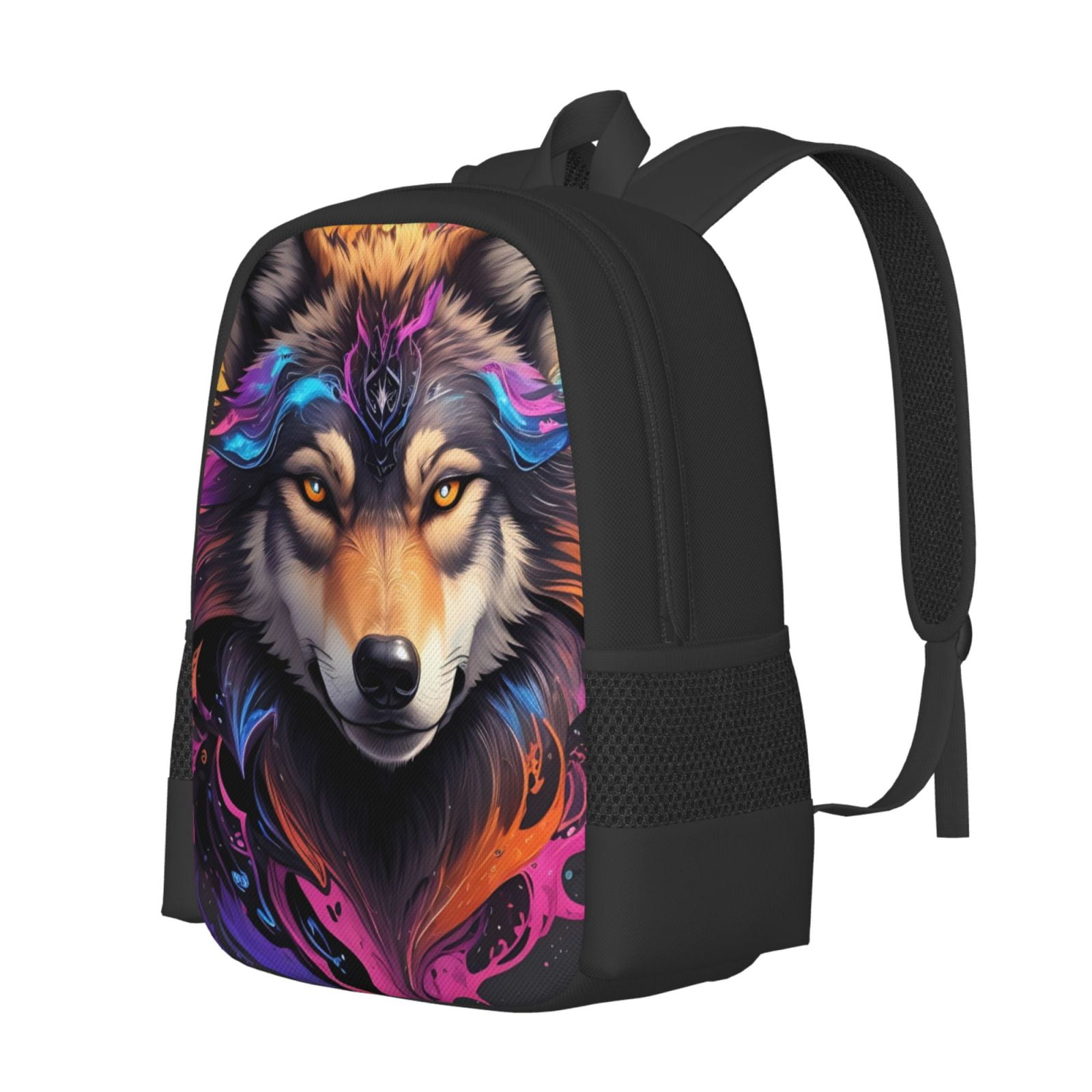 Easygdp Colorful Wolf Head Mochila de Gran Capacidad Minimalista Ideal ...