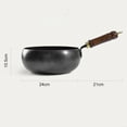 Hand Forged Uncoated Iron Pot with Wood Lid - Big Belly Frying Pan for ...
